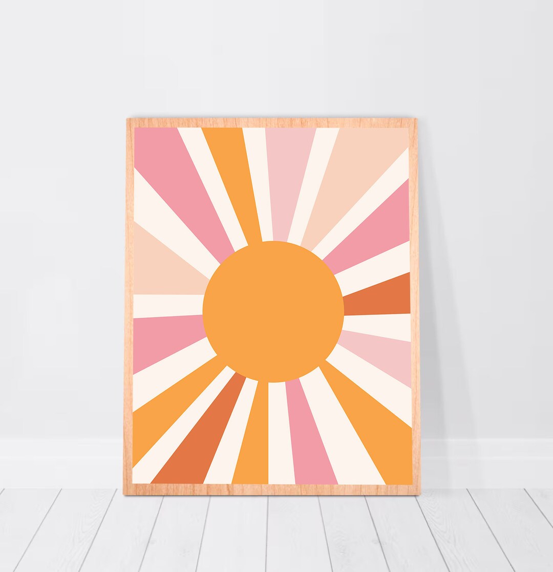 Boho Sun Print Retro Wall Art Abstract Sunrise Nursery Prints Poster ...