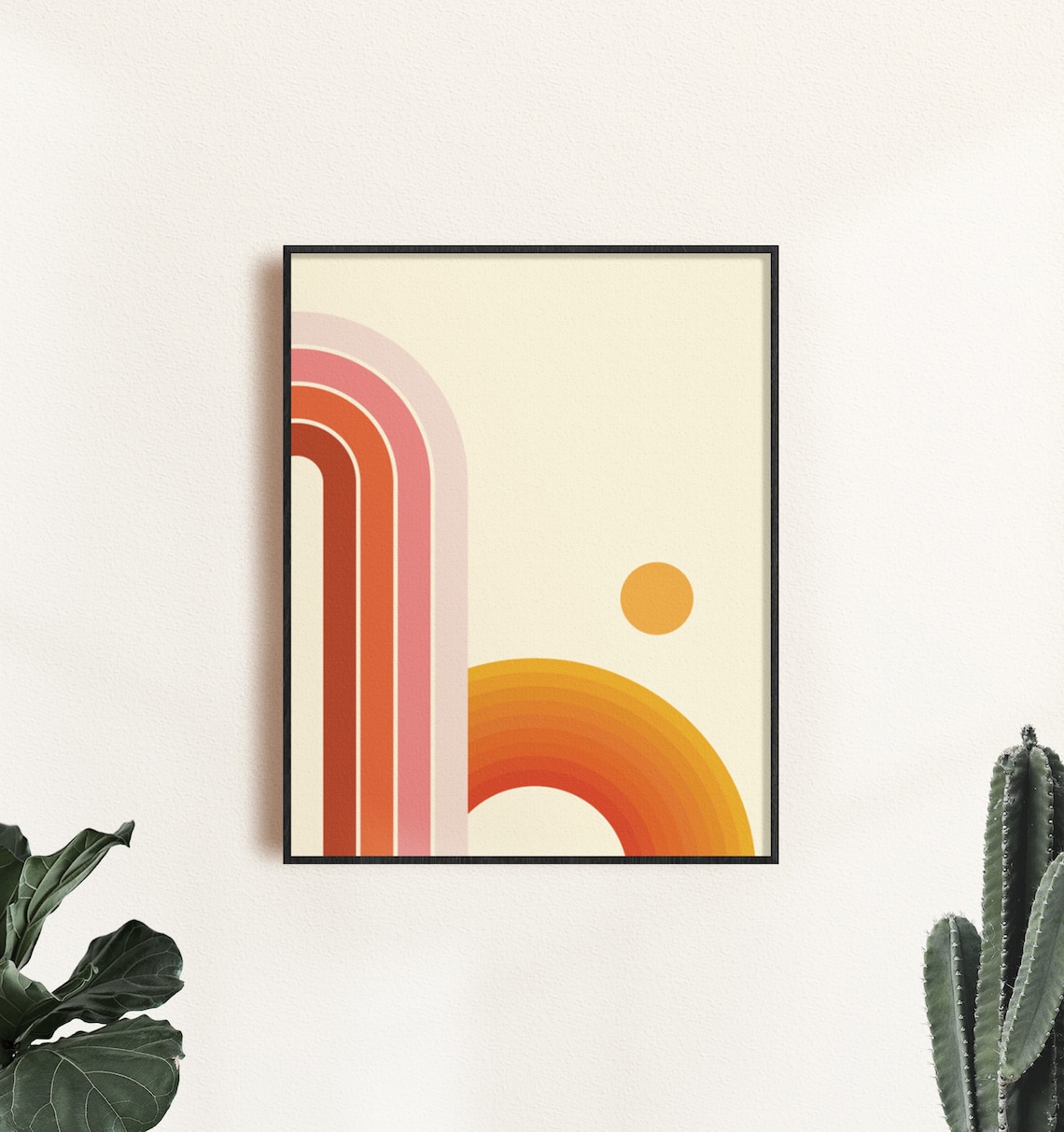 Retro Decor wall Art Rainbow 70s Sun Poster Sunset Print | Etsy