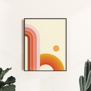 Preppy Room Decor Wall Art Retro Rainbow Print 70s Sun Poster Sunset ...