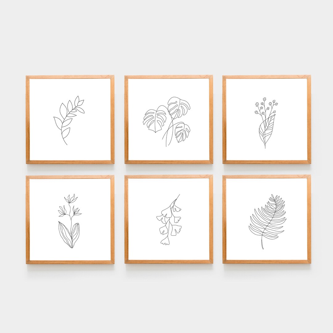 Botanical Print Set of 6 Minimalist Decor Farmhouse Wall Art Poster ...