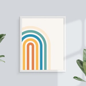 Retro Rainbow Print 70s Poster Decor Abstract Rainbow Wall Art Mid ...