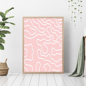 Fine One Line Art Print Single Drawing Blush Pink Wall Art Dorm Decor ...
