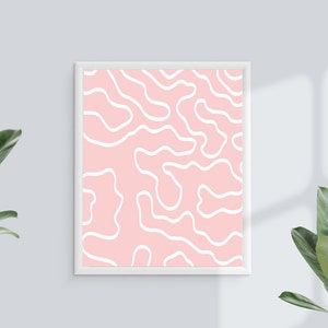 Fine One Line Art Print Single Drawing Blush Pink Wall Art Dorm Decor ...