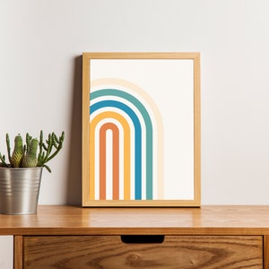 Retro Rainbow Print 70s Poster Decor Abstract Rainbow Wall Art Mid ...