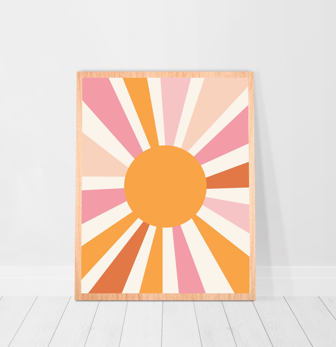 Boho Sun Print Retro Wall Art Abstract Sunrise Nursery Prints - Etsy
