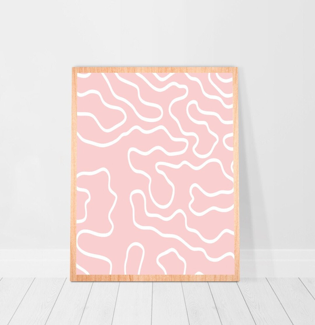 Fine One Line Art Print Single Drawing Blush Pink Wall Art Dorm Decor ...