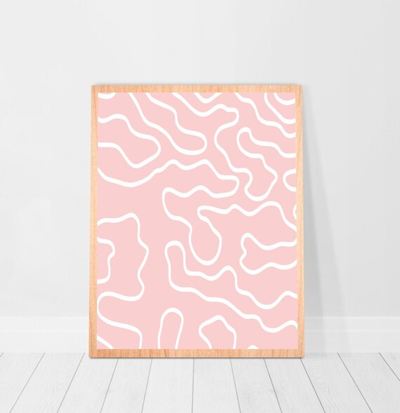 Fine One Line Art Print Single Drawing Blush Pink Wall Art - Etsy