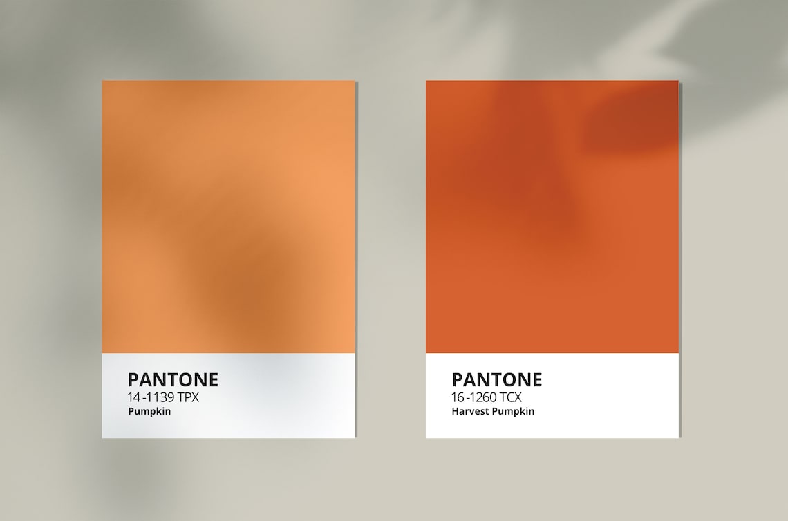 2 Pantone Set Colors Pumpkin poster Wall Art Thanksgiving | Etsy
