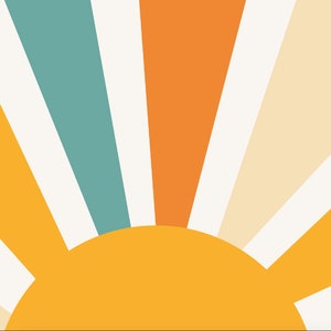 Retro Sun Poster Boho Sun Wall Art 70s Print Sunburst Abstract Sun Art ...