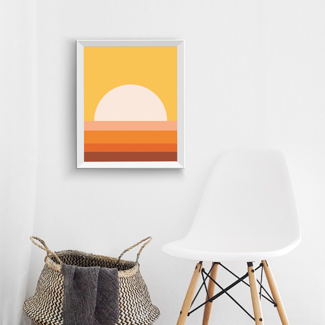 Yellow Sun Print Poster Dorm Decor Sunrise Retro Art 70s Decor 1970s ...