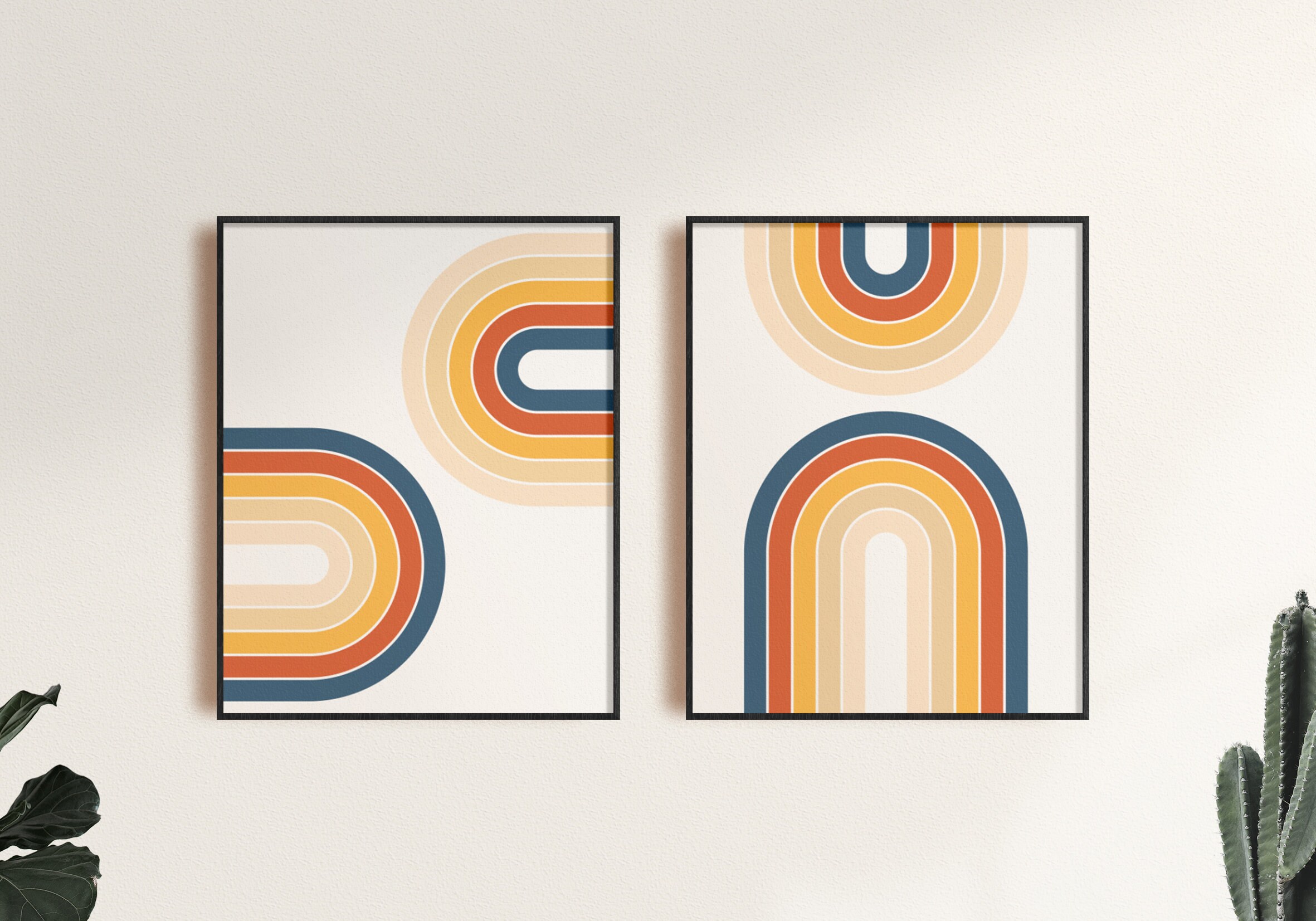 70s Retro Wall Art Set of 2 prints Gallery Wall Prints Set of | Etsy