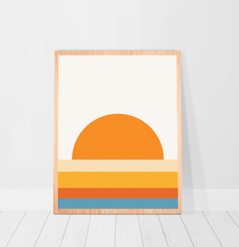 Retro Print Set of 6 Piece Wall Art 70s Art Prints Poster Sun - Etsy