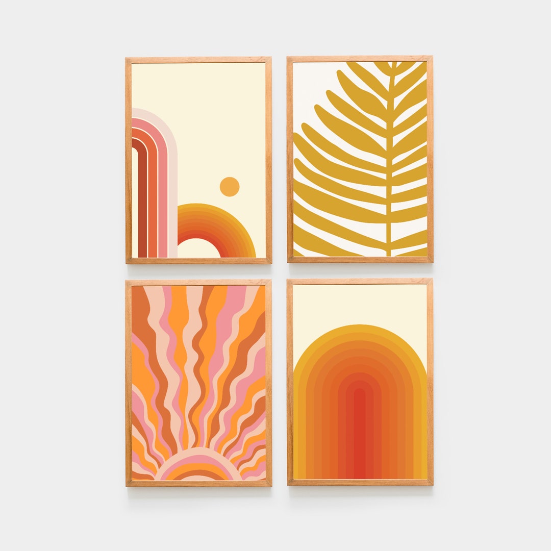 Trendy Retro Gallery Set 4 Piece Wall Art Groovy Poster - Etsy