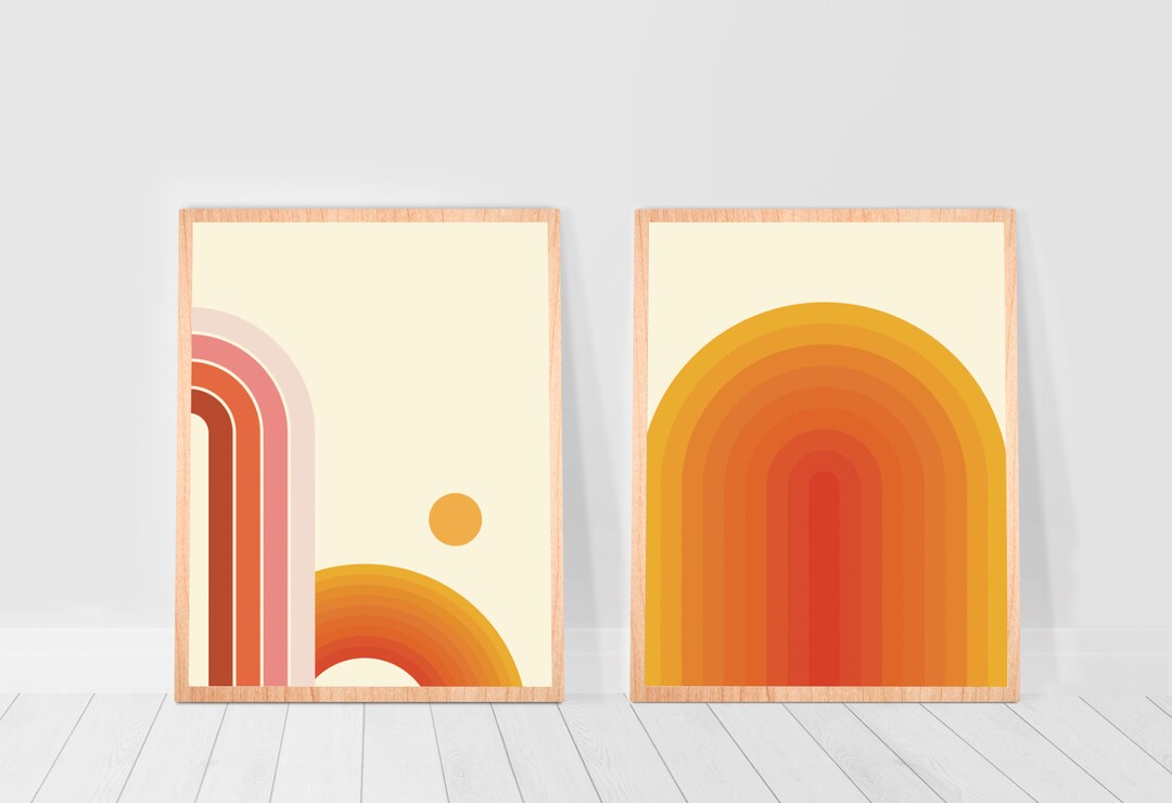 Here Comes the Sun Retro Wave Poster Wall Art Set of 2 Prints 90s ...