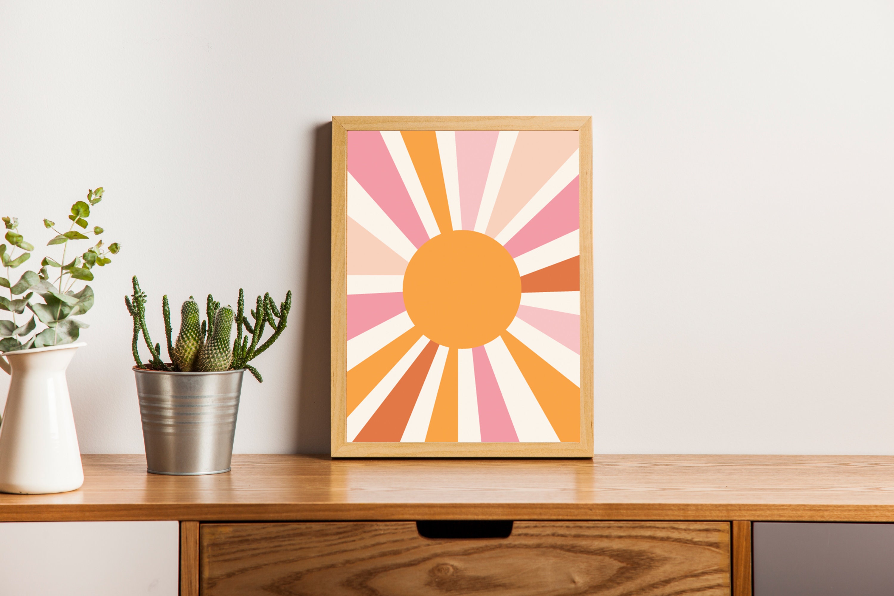 Boho Sun Print Retro Wall Art Abstract Sunrise Nursery Prints - Etsy