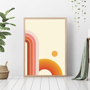 Preppy Room Decor Wall Art Retro Rainbow Print 70s Sun Poster Sunset ...