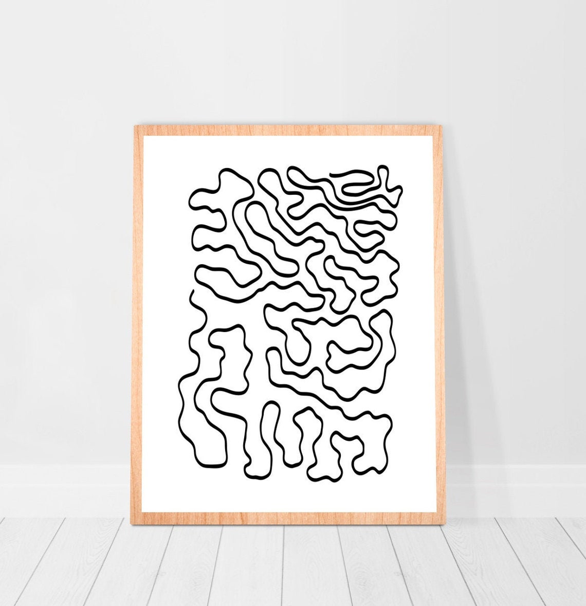 Squiggle art Abstract Line Art Print Poster line drawing Wall | Etsy