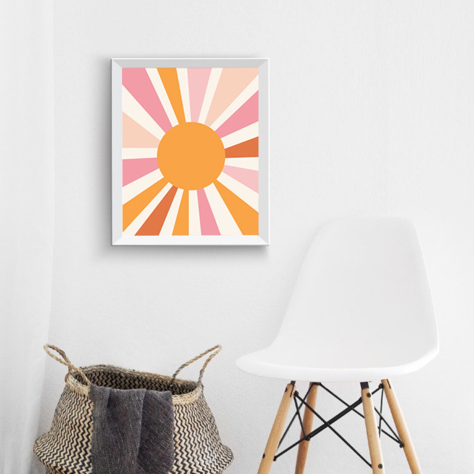 Boho Sun Print Retro Wall Art Abstract Sunrise Nursery Prints - Etsy