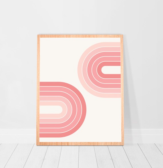 Pink 70s Art Retro Wave Poster Retro Rainbow Print Wall Art | Etsy