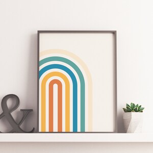 Retro Rainbow Print 70s Poster Decor Abstract Rainbow Wall Art Mid ...