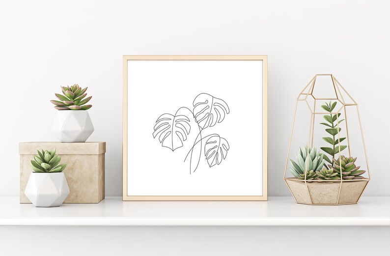 Square Botanical Print Set of 4 Minimalist Dorm Decor - Etsy