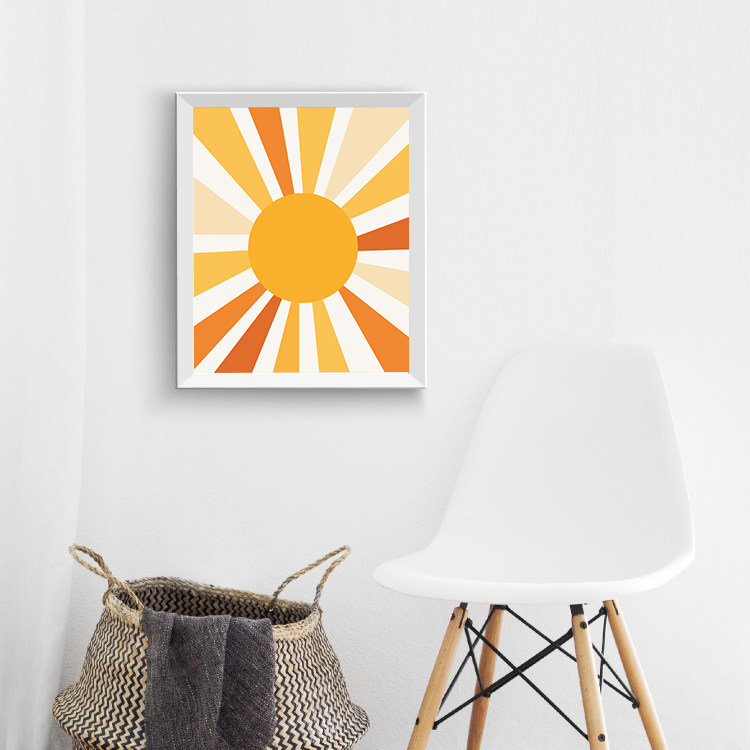 Yellow sun print Dorm decor Retro Sun Poster Boho Sun Nursery | Etsy
