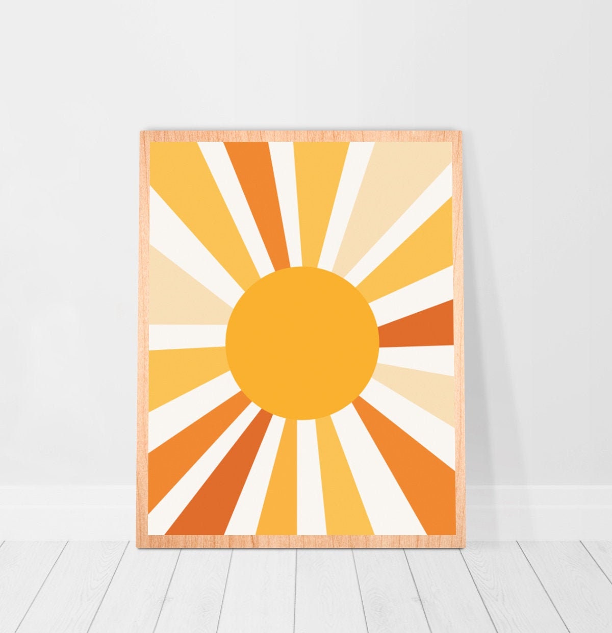 Yellow Sun Print Dorm Decor Retro Sun Poster Boho Sun Nursery Art Sun ...
