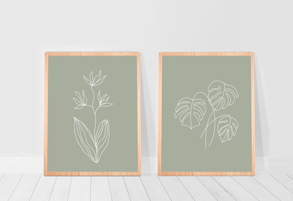 Sage Green Print Set of 2 Wall Art Set of Two Prints Gallery Wall Set ...