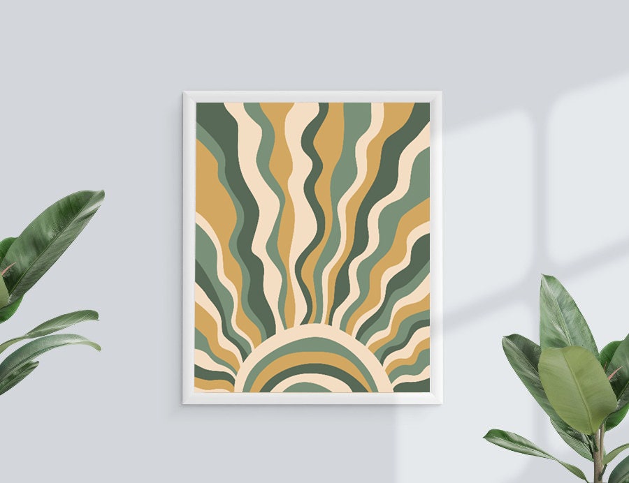 Posters Aesthetic Funky Wall Art Boho Sun Print Dorm Decor | Etsy