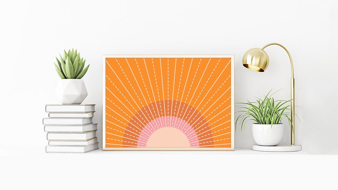 Boho Headboard Wall Art Sun Print Dorm Decor Retro Sunset Print Art ...