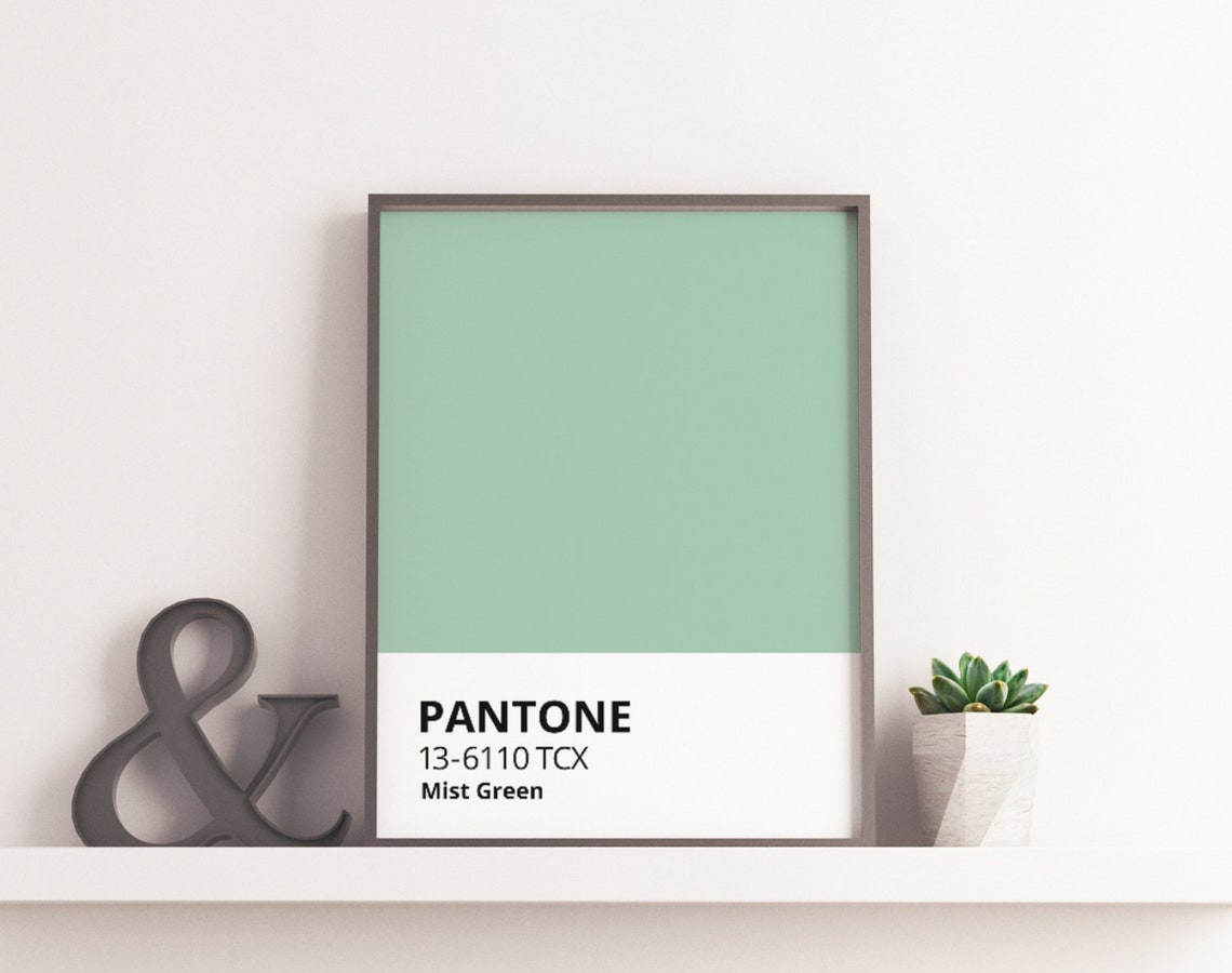 Mint Minimalist Pantone Colors Mist Green Printable Poster | Etsy