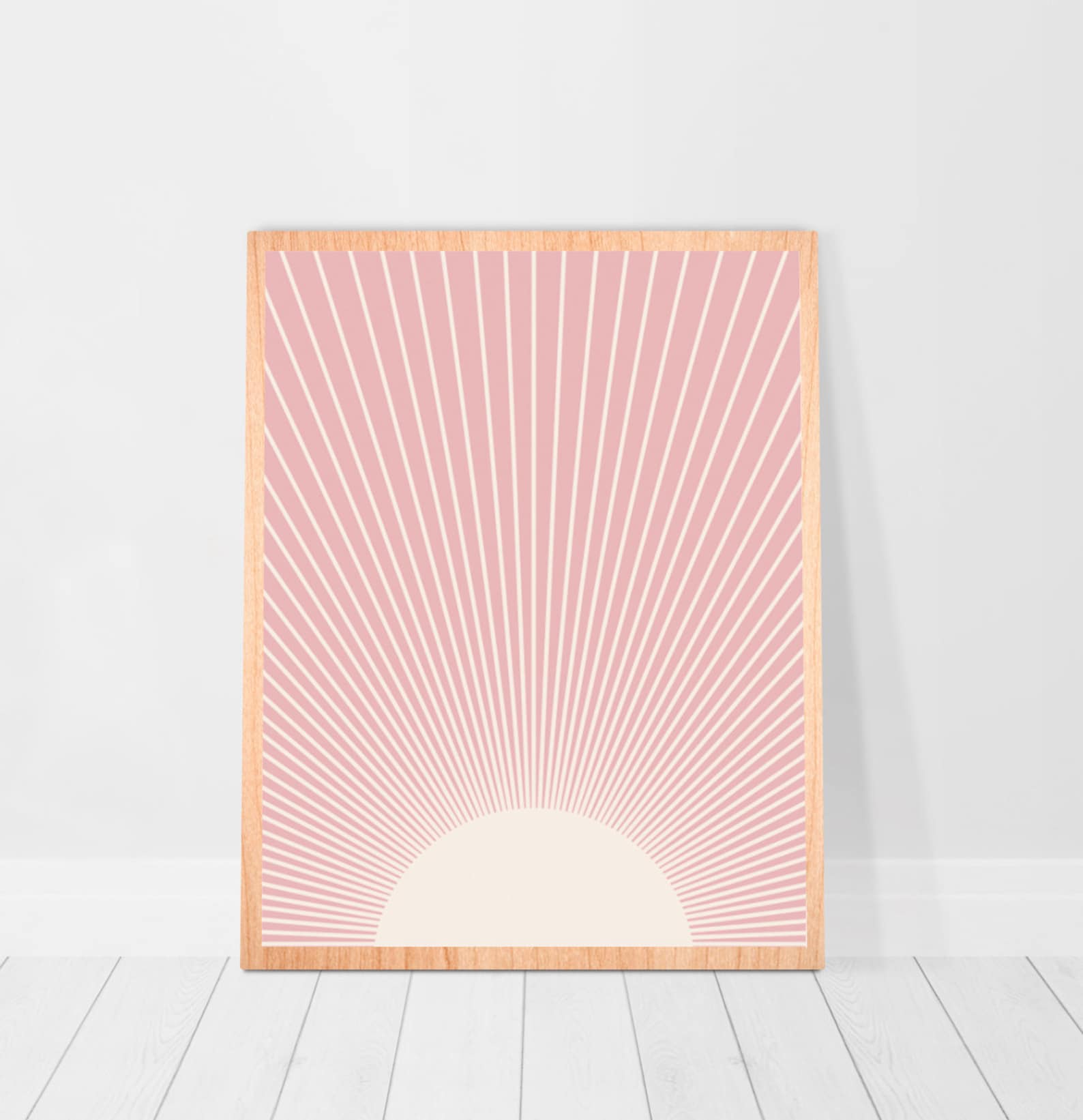Retro Sunset Print Boho Sun pink abstract wall art poster | Etsy