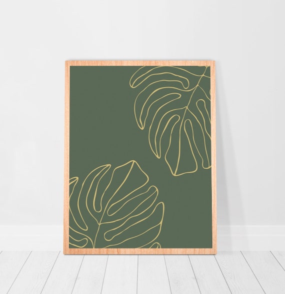 Monstera Print Botanical Minimalist Decor Green Wall Art Dorm - Etsy