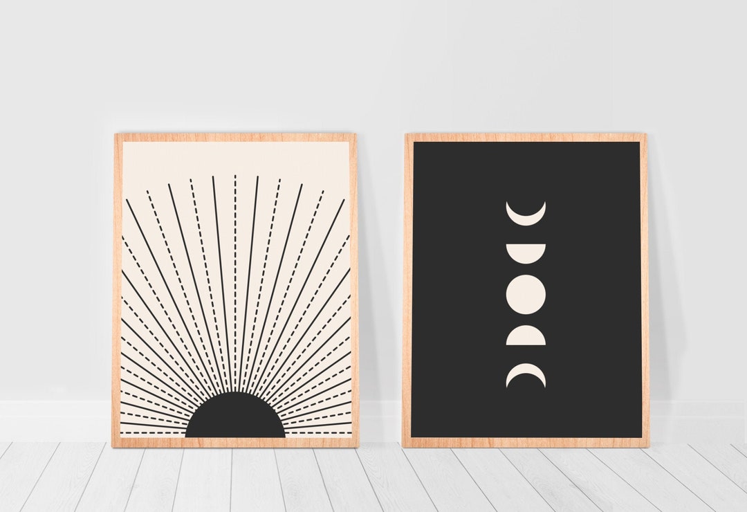 Western Gothic Dorm Decor Printable Wall Art Mid Century Modern Sun and ...