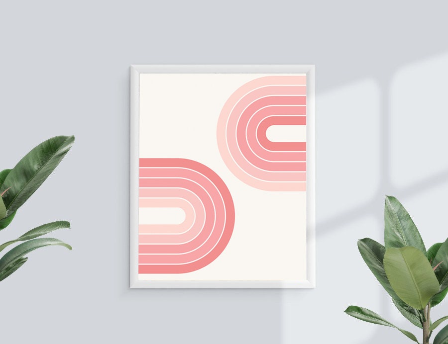 Pink 70s Art Retro Wave Poster Retro Rainbow Print Wall Art - Etsy