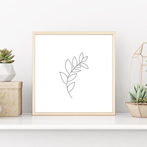Square Botanical Print Set of 4 Minimalist Dorm Decor Farmhouse Wall ...