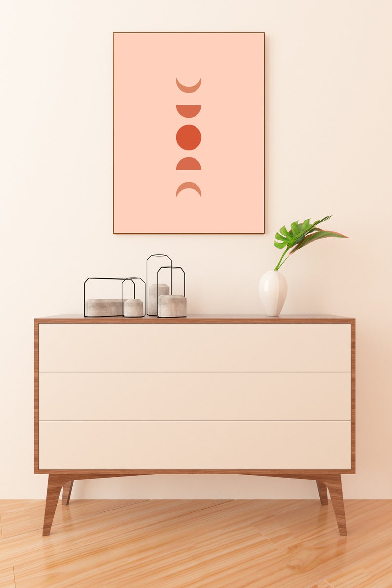 Moon Poster Aesthetic Peachy Moon Phases Wall Art Moon Phase | Etsy