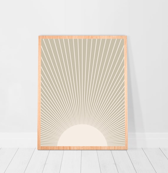 Prints Japandi Decor Sage Green Boho Sun Digital Download Sunburst ...