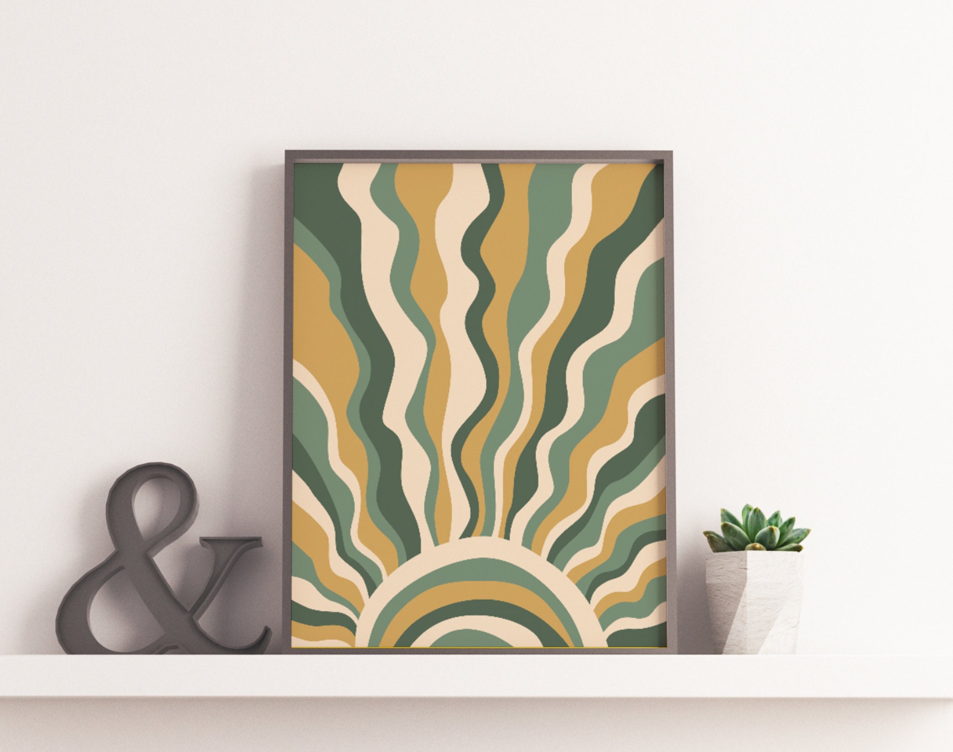 Posters Aesthetic Funky Wall Art Boho Sun Print Dorm Decor | Etsy