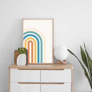 Retro Rainbow Print 70s Poster Decor Abstract Rainbow Wall Art Mid ...