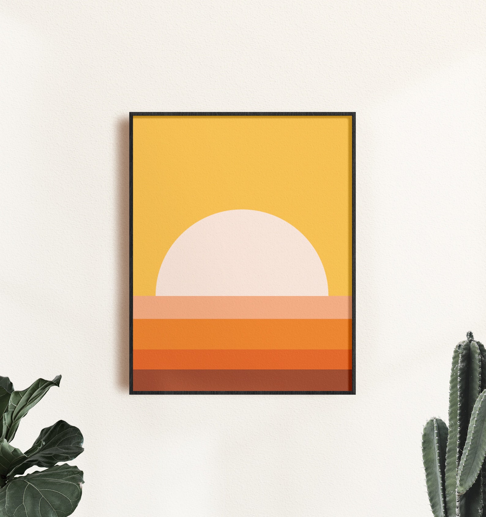 Yellow Sun Print Poster Dorm Decor Sunrise Retro Art 70s Decor - Etsy UK