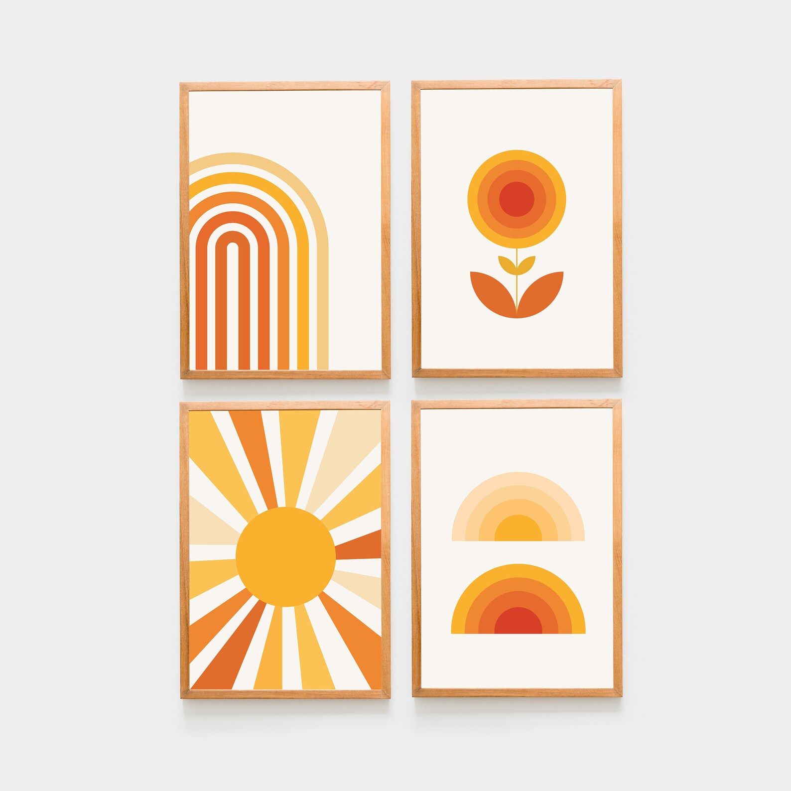 Rainbow Print Set of 4 Retro Wall Decor 70s 1970s Poster Art | Etsy