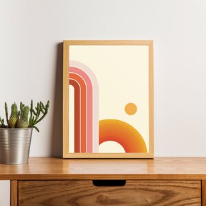 Preppy Room Decor Wall Art Retro Rainbow Print 70s Sun Poster Sunset ...