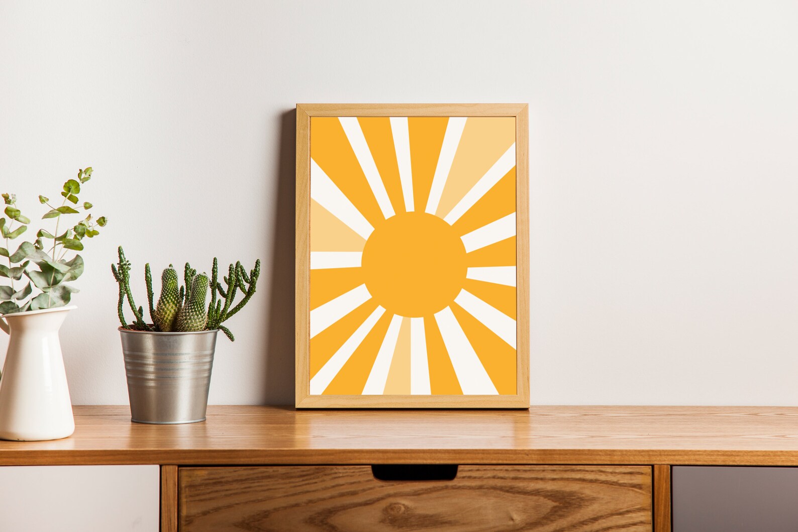 70s Yellow Sun Print Poster Dorm decor Sunburst Wall Art Boho | Etsy