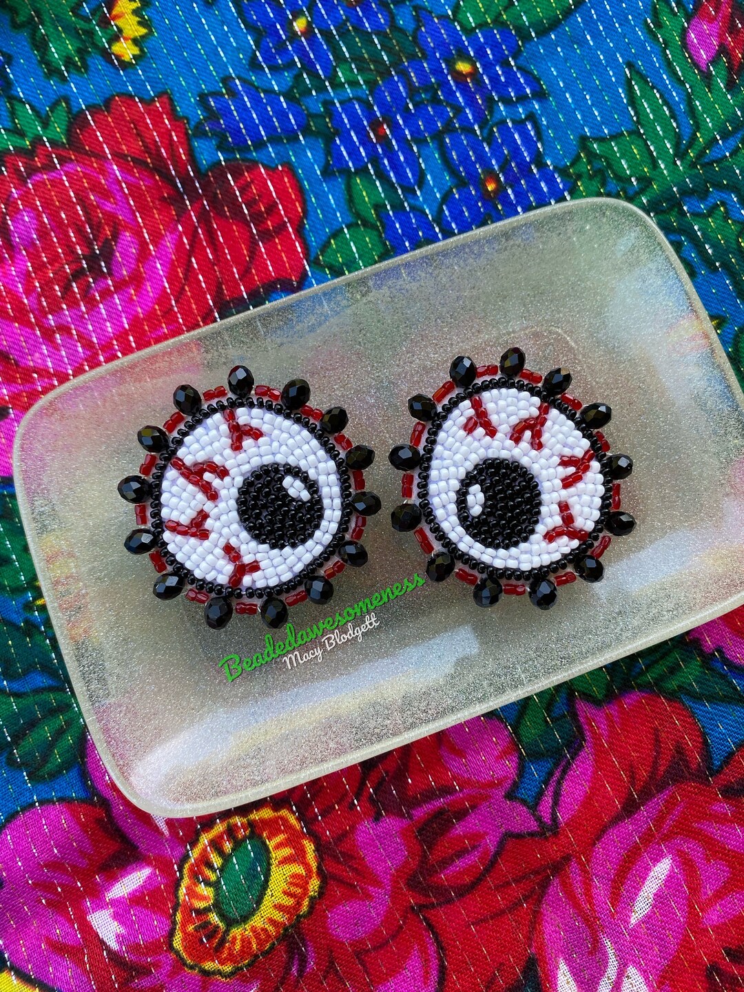 Native American Beaded Halloween Earrings Eyeballs - Etsy