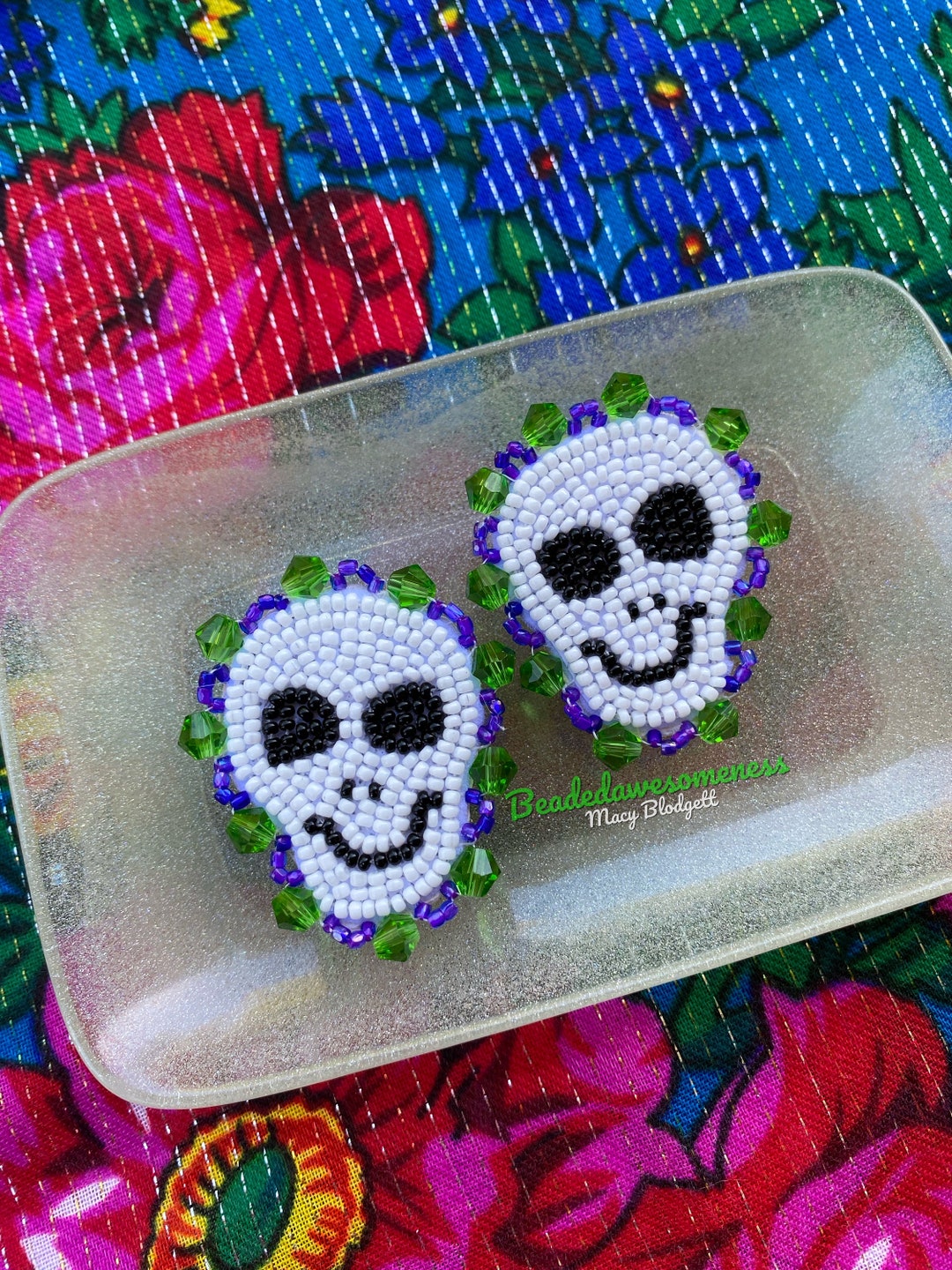 Native American Beaded Halloween Earrings - Skulls - Etsy