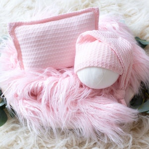 RTS 3-piece Baby Pink Prop Bundle | Soft Pink Newborn Prop Set | Fur ...