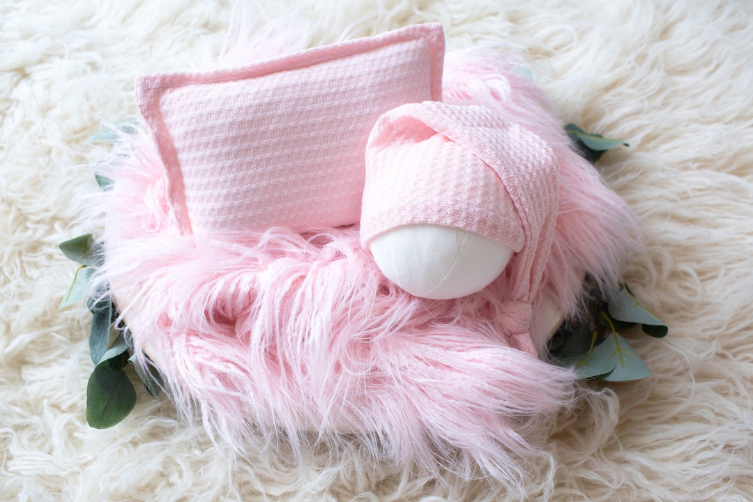 RTS 3-piece Baby Pink Prop Bundle | Soft Pink Newborn Prop Set | Fur ...