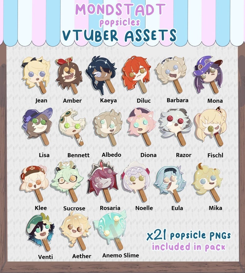 Vtuber Asset Genshin Impact Popsicles Throwables Mondstadt - Etsy