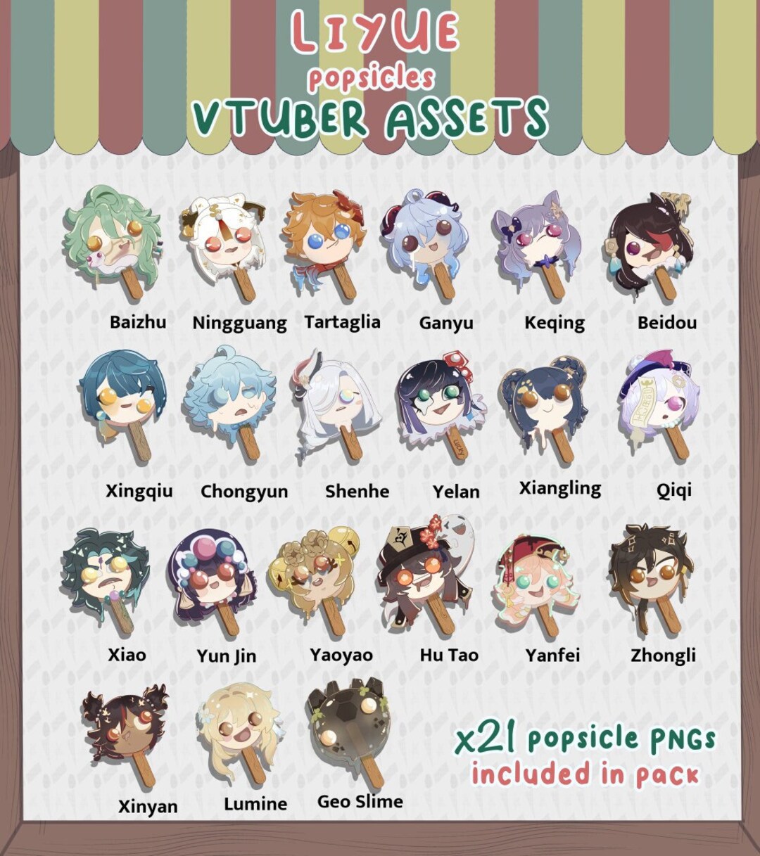 Vtuber Asset Genshin Impact Popsicles Throwables Liyue - Etsy